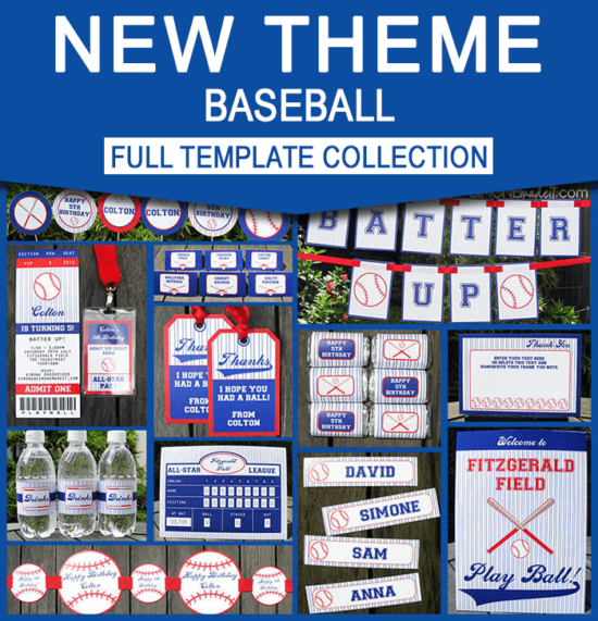 Baseball Party Printables, Invitations & Decorations - Birthday Templates