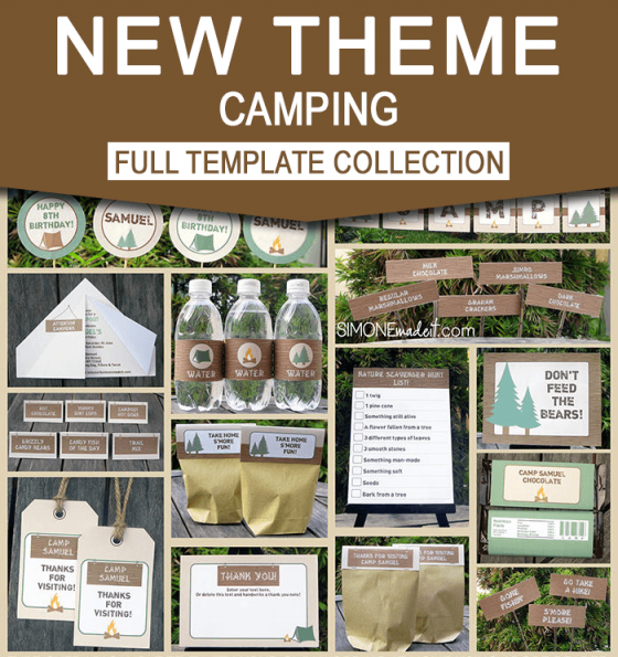 Camping Party Printables, Invitations & Decorations Templates Printable