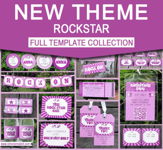 Rock Star Party Printables, Invitations & Decorations