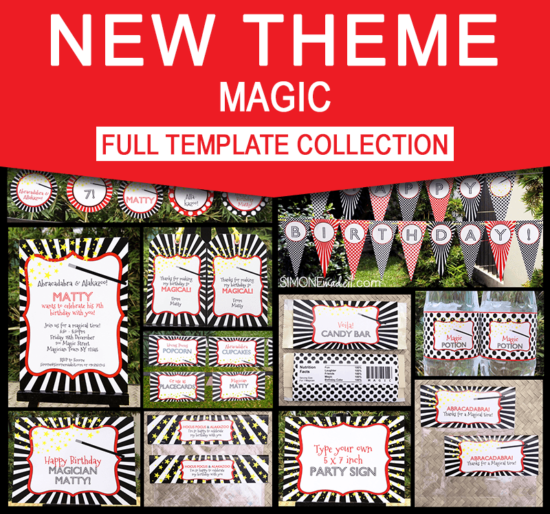 Magic Party Printables Invitations & Decorations Templates - Birthday Party