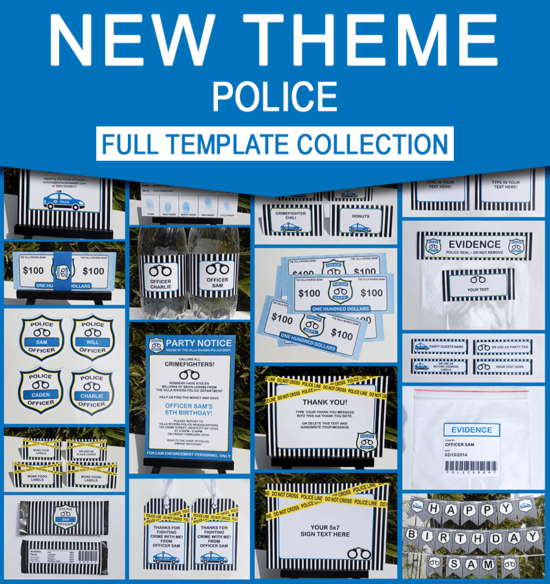 Police Party Printables, Invitation & Decorations | Police Theme Templates