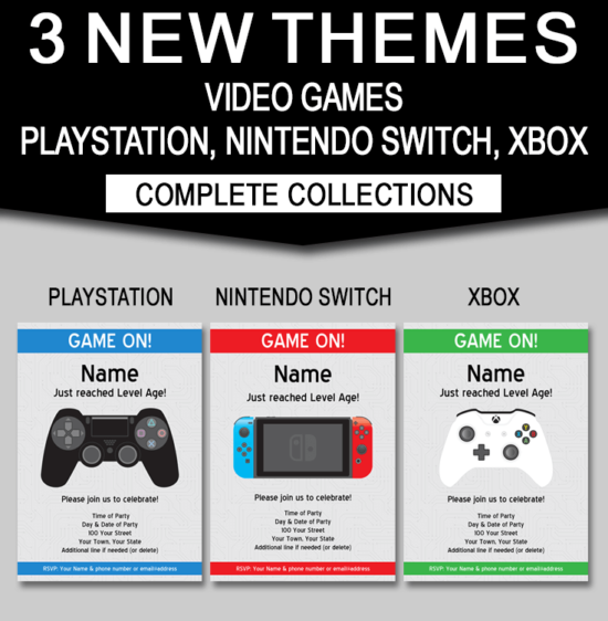 Playstation Party Printables, Invitations & Decorations, Video Game Theme