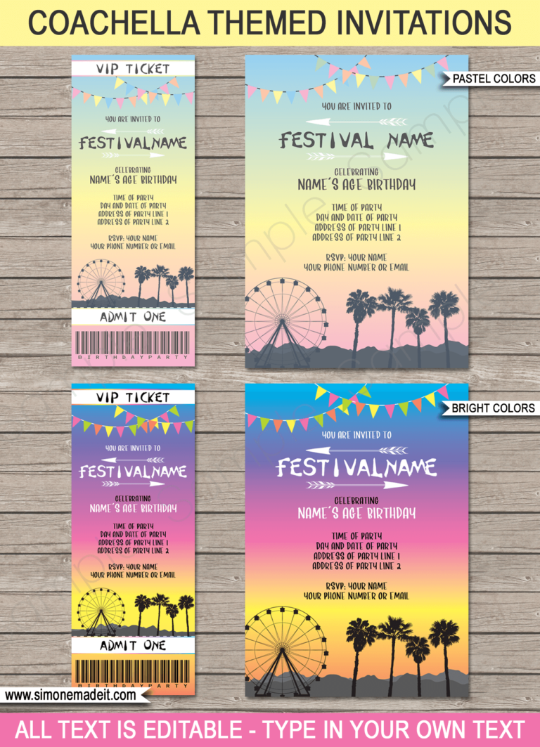 Coachella Themed Birthday Party Printables | Coachella Inspired Party