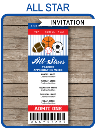 All Star Sports Ticket Invitations Template | Sports Birthday Party Invite