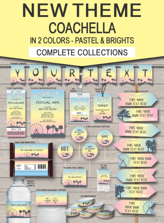 Coachella Themed Party Printables, Invitations & Decorations | Festival