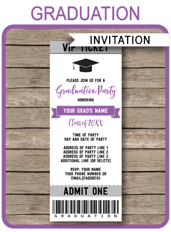 Graduation Party Ticket Invitations Template | Grad Party Invites