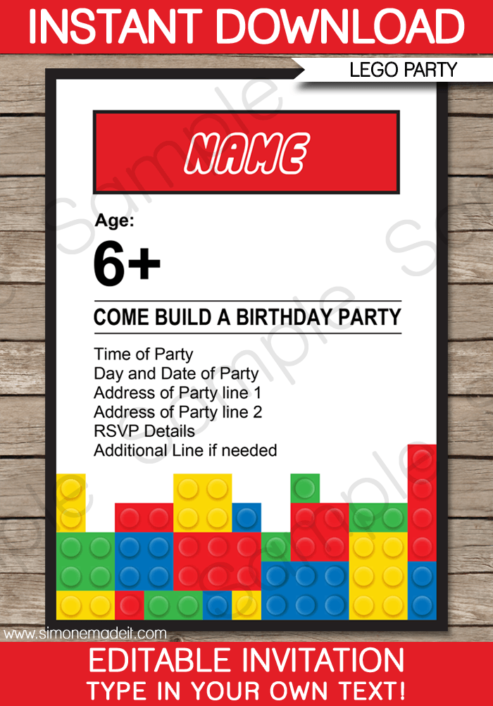 Blank Lego Birthday Invitations Ubicaciondepersonas cdmx gob mx