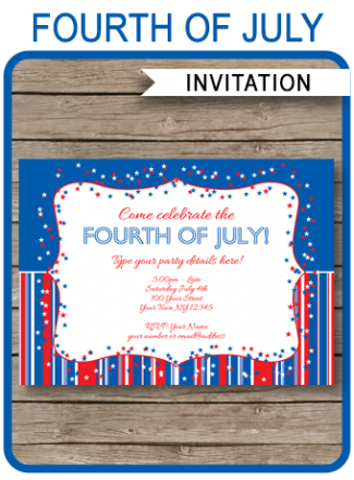 July 4th Party Invitations Template | Fourth of July Party
