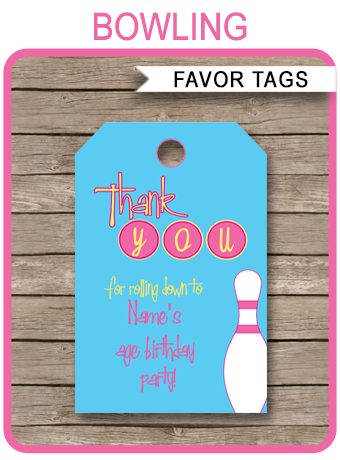 Bowling Birthday Party Favor Tags | Thank You Tags