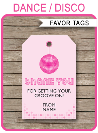 Dance Party Favor Tags | Thank You Tags | Disco Party