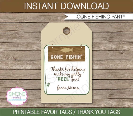 Fishing Party Favor Tags | Thank You Tags | Birthday Party
