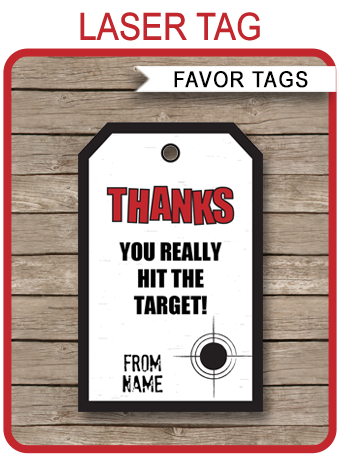 Laser Tag Party Favor Tag Templates | Printable Birthday Thank You Tags