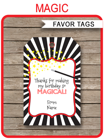 Magic Party Food Labels Template | Place Cards | Birthday Party Theme
