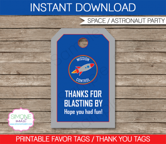 Space Party Favor Tags Template | Thank You Tags