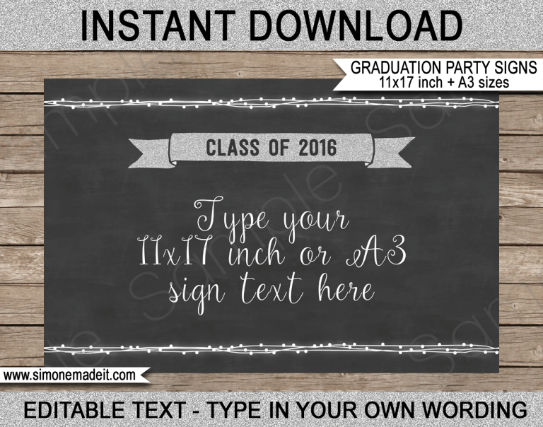 Printable Graduation Party Sign Template | Graduation Decorations | 11x17