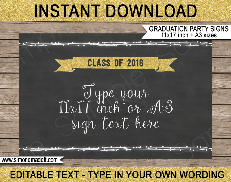 Editable Graduation Party Sign Template | Printable Grad Decorations