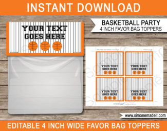 Basketball Party Favor Bag Toppers Template | Birthday Party Favors