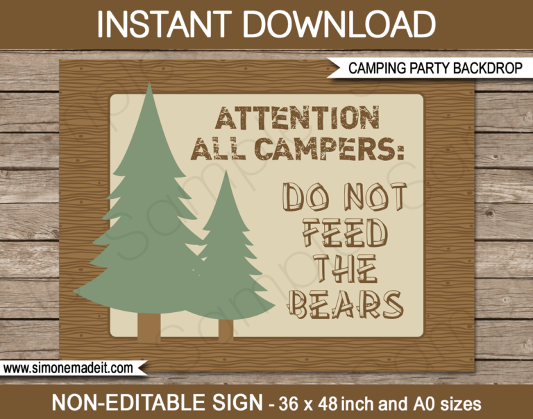 Camping Party Sign Backdrop Template | Printable Party Decorations