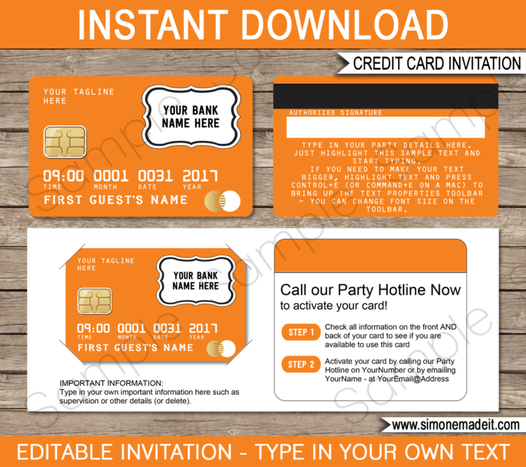 Credit Card Invitation Template | Mall Scavenger Hunt Invites