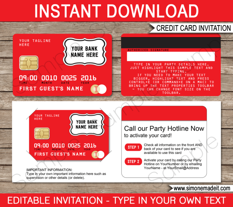 Credit Card Invitation Template | Mall Scavenger Hunt Invites