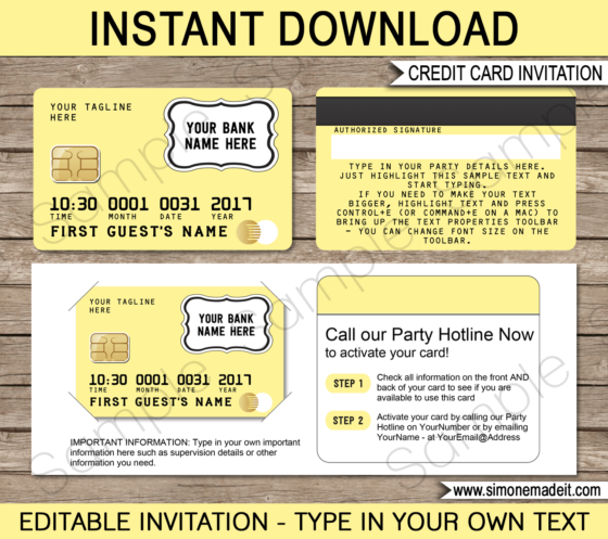 Credit Card Invitation Template | Mall Scavenger Hunt Invites