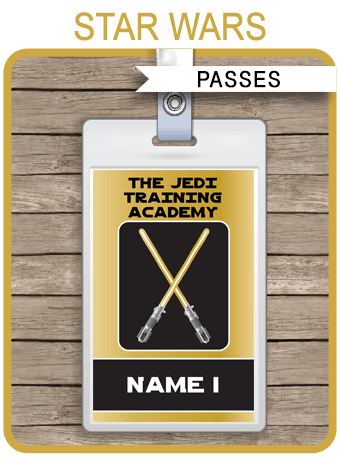 Gold Star Wars Jedi Training Passes | Printable Birthday Party Favors