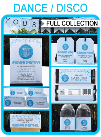 Dance / Disco Birthday Party Printables - SIMONEmadeit Parties