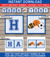 All Star Sports Party Banner Template | Birthday Banner | Editable Bunting