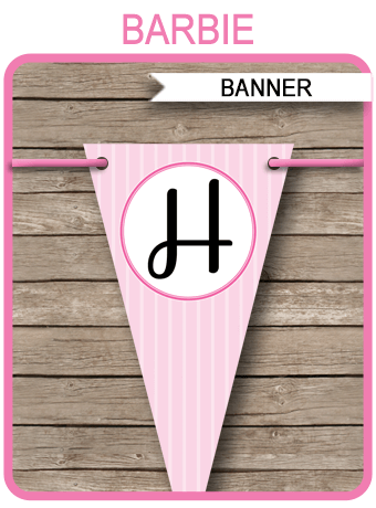 Barbie Party Banner Template | Birthday Banner | Editable Bunting
