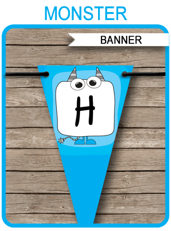 Monster Party Banner Template | Birthday Banner | Editable Bunting