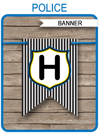 Police Party Banner Template | Happy Birthday Banner | Editable Bunting