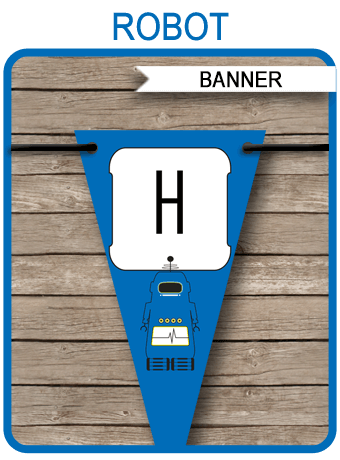 Robot Party Banner Template | Birthday Banner | Editable Bunting
