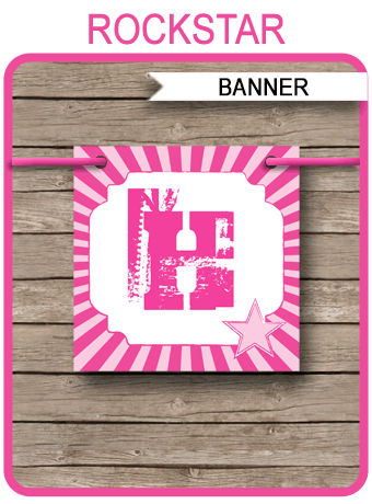 Rockstar Party Banner Template | Bunting | Editable | Pink