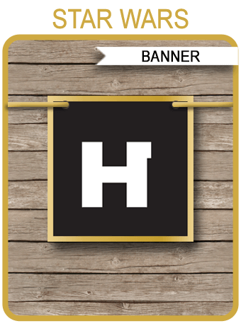 Gold Star Wars Pennant Banner Template | Printable Birthday Party Banner