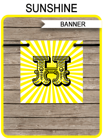 Sunshine Party Banner Template | Printable Birthday Pennant Banner