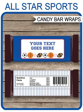 All Star Sports Hershey Candy Bar Wrappers | Personalized Candy Bars