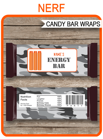 Nerf Party Hershey Candy Bar Wrappers | Personalized Chocolate Bars