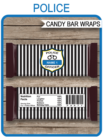 Police Hershey Candy Bar Wrappers | Personalized Candy Bars
