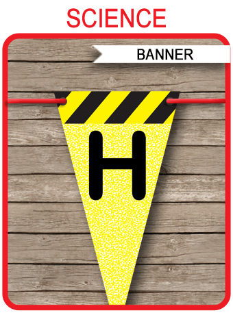Science Party Banner Template | Printable Happy Birthday Pennant Banner