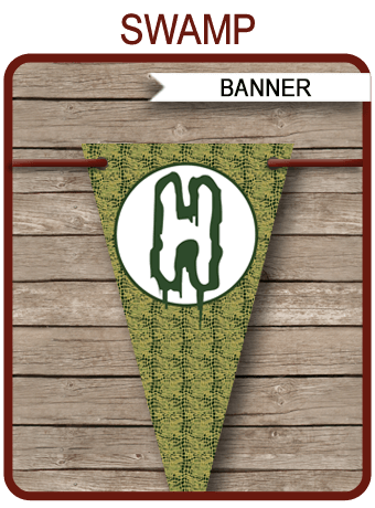 Swamp Party Banner Template | Printable Happy Birthday Pennant Banner