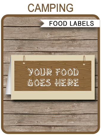 Camping Party Food Labels Template | Place Cards | Printable Decorations