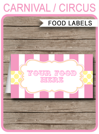 Editable Carnival Food Labels Template | Place Cards | Party Decorations