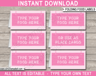 Girl Camping Party Food Labels Template | Birthday Party Decorations