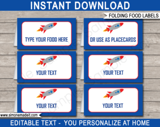 Space Party Food Labels | Place Cards | Space Theme | Decorations