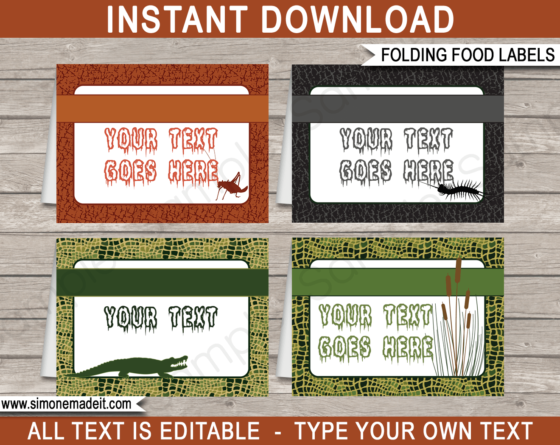 Swamp Party Food Labels Template | Printable Party Decorations