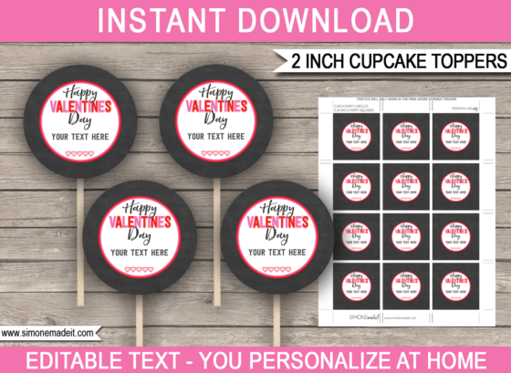 Free Valentine's Day Cupcake Toppers Template | Printable Gift Tags