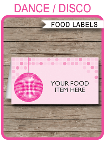Disco Party Food Labels | Place Cards | Disco Theme Birthday Party