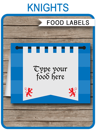 Printable Knight Party Food Labels | Place Cards | Medieval Knight Theme