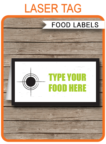 Laser Tag Theme Food Labels Template | Place Cards | Birthday Party