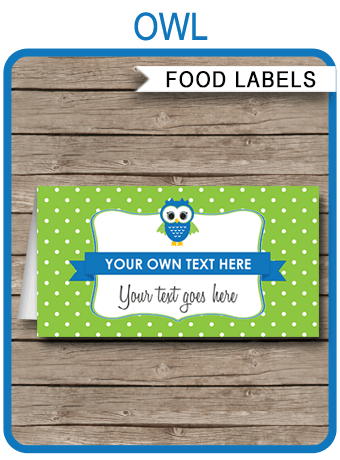 Owl Birthday Party Food Labels | Place Cards | Owl Theme Party
